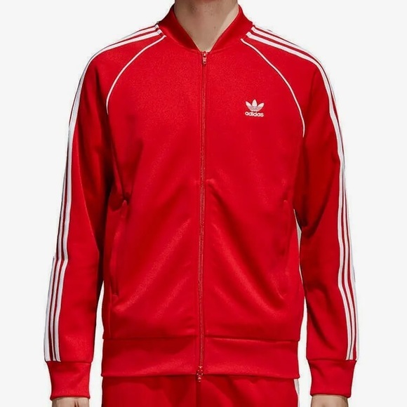 adidas | Jackets & Coats | Adidas 3 Stripe Red Track Jacket | Poshmark